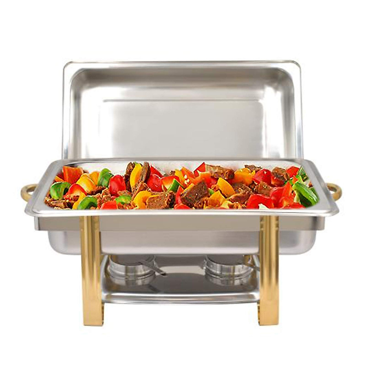 DOONARCES 9L/8 Quart Stainless Steel Chafing Dish Buffet Tray Chafer Food Warmer Catering Pans Container with Warmer Stove,Lid, Folding Frame