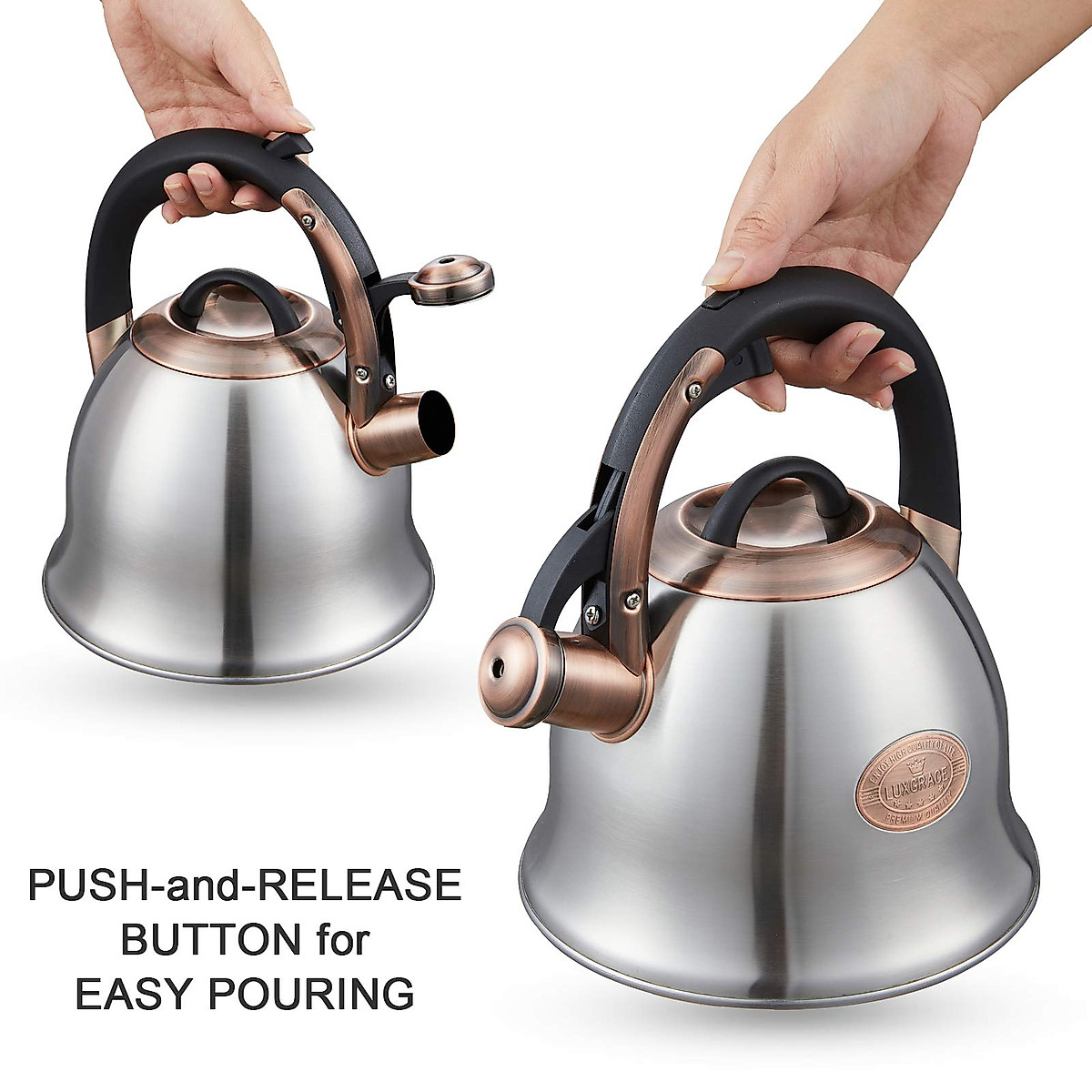 Tea Kettle -2.2 Quart Tea Kettles Stovetop Whistling Teapot Stainless Steel Tea Pots for Stove Top Whistle Tea Pot