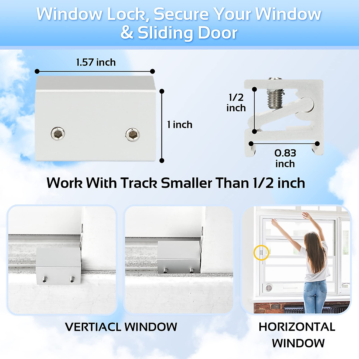 Garfine Portable AC Window Seal Kit Compatible with 5.9 inch Hose, Max Length 61.4”, Window Vent Kit with Vent Screen, 2 Types of Weather Stripping and Window Lock for Window & Patio Sliding Door