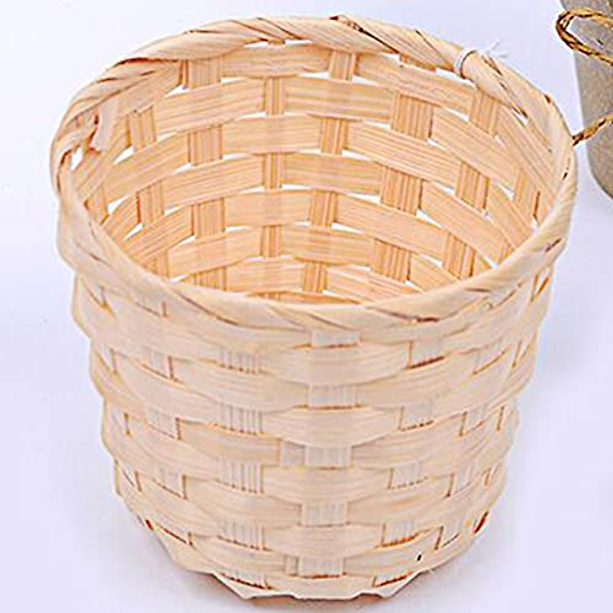 DOITOOL 5Pcs Mini Woven Baskets Without Handles, Miniature Flower Basket Dollhouse Picnic Basket Mini Wicker Basket for Fairy Garden Dollhouse Accessory, 9X9X7.5cm