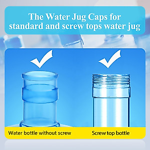 5 Gallon Water Jug Cap Reusable - Water Bottle Caps Fits 55mm Bottles,Silicone Non-Spill Lids for Anti-Splash,Pack of 6
