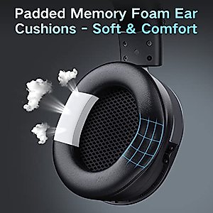 Jeecoo J75 USB Gaming Headset for PC - 7.1 Surround Sound, Retractable Clear Microphone, Ultra-Soft Memory Foam Ear Pads, Flowing RGB Lighting - Compatible with Laptops Desktop Computers