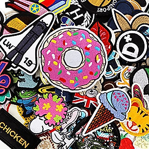 NICEVINYL Embroidered Iron-on Patches Applique: 72Pcs Random Assorted Decorative Patches Iron on/Sew on for Clothing Accessories
