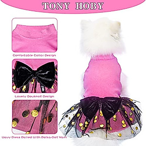 TONY HOBY Dog Dress, Outfits Dog Party Dress, Dog Princess Dress with Lace, Dog Skirt Soft and Breathable for Small Medium Dog (Pink, XL)