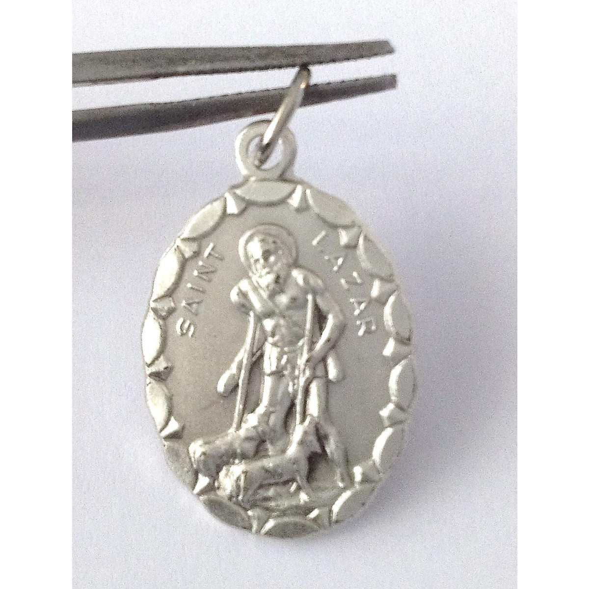 SAINT LAZARUS (SAINT LAZAR) " THE LEPER BEGGAR " OVAL SHAPE MEDAL - 100% MADE IN ITALY - THE PATRON SAINTS MEDAL
