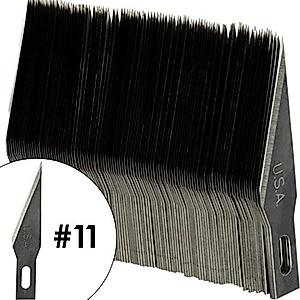 Premium USA-Made Steel Hobby Knife Blades Mega Bulk 100 Pack. Save Time and Shipping Costs! The Fine Point #11 Size Blade Universally Fits #1 Craft Knife Handles for Modeling and Papercraft Projects