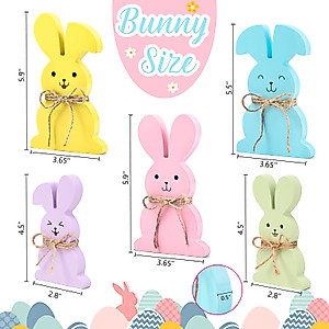 Inwnpio Easter Decorations for the Home - Easter Bunny Wooden Sign Table Decoration Centerpieces with Rope Tabletop Spring Decor 3PCS