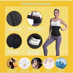 Wrap Waist Trainer for Women - Stomach Wrap for Weight Loss with Loop and 3 Row of Hooks Design, Workout with Snatch Me Up Bandage Wrap Cooperate Diet can Lower Belly Fat, Postpartum Repair CNASOEL