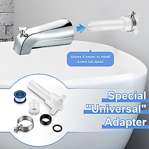 Dreyoo Four in One Tub Adapter, Bathtub Faucet Adapter Slip Fit for Copper, Universal Fits 1/2'' Copper Pipe, 1/2'' IPS and 3/4'' IPS, Tub Spout Diverter Repair Kit with Assembly Tool