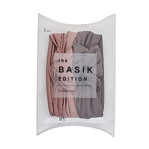 Scunci by Conair Soft Knot Headwraps in Neutral Mauve and Dark Grey, 2 Count