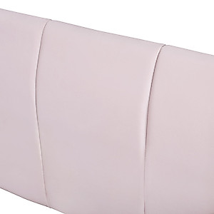 Brabrety Modern Upholstered Grounded Bed, Full Size Mother & Child Bed with Bedside Desk and Little Round Stool, Velvet Fabric, for Kids Teens Boys Girls Adults (Pink@011)