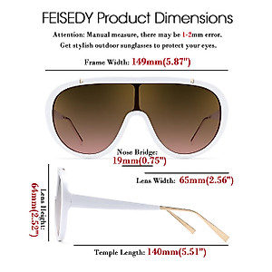 FEISEDY Sunglasses Women Oversized One Piece Frame UV400 Sun Glasses Trendy Retro Shades B2580
