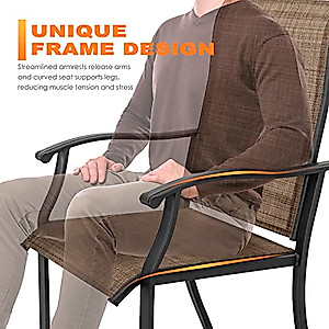 Nuu Garden 5 Piece Patio Dining Set Outdoor Table and Chairs Set for Garden Patio Backyard, 4 Textilene Dining Chairs and 1 Iron Patio Table with Umbrella Hole, Black with Gold Speckles and Brown