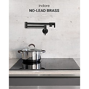 Indare Pot Filler, Pot Filler Faucet Wall Mount, Brass Pot Filler Folding faucets, Kitchen Pot Filler Faucet with Double Joint Swing Arms