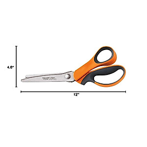 Fiskars 8" Softgrip Pinking Scissors,Orange,9.5" long