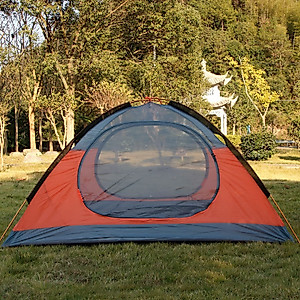 2 Person Backpacking Tent 3-4 Season Windproof Camping Tent Awning Family Tent Two Doors Double Layer with Aluminum rods for Outdoor Camping Family Beach Hunting (Orange-2 Person)