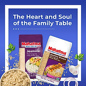 Mahatma Brown Jasmine Rice Bag 2lb, Brown Thai Jasmine Rice, Microwave Rice in 20 Minutes or Cook on Stovetop in 30 Minutes