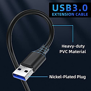 URELEGAN USB 3.0 Extension Cable 6FT, USB A Male to Female Extender Cord High Data Transfer Compatible for Webcam,Gamepad, USB Keyboard, Flash Drive, Hard Drive, Printer and More