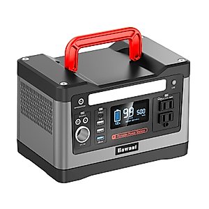 Bawaut Portable Power Station,540Wh Backup Lithium Battery, 110V/500W AC Outlet Outdoor Generators,12V DC & USB, USB-C Outputs, Solar Rechargeable Backup Power for Travel Camping Emergency