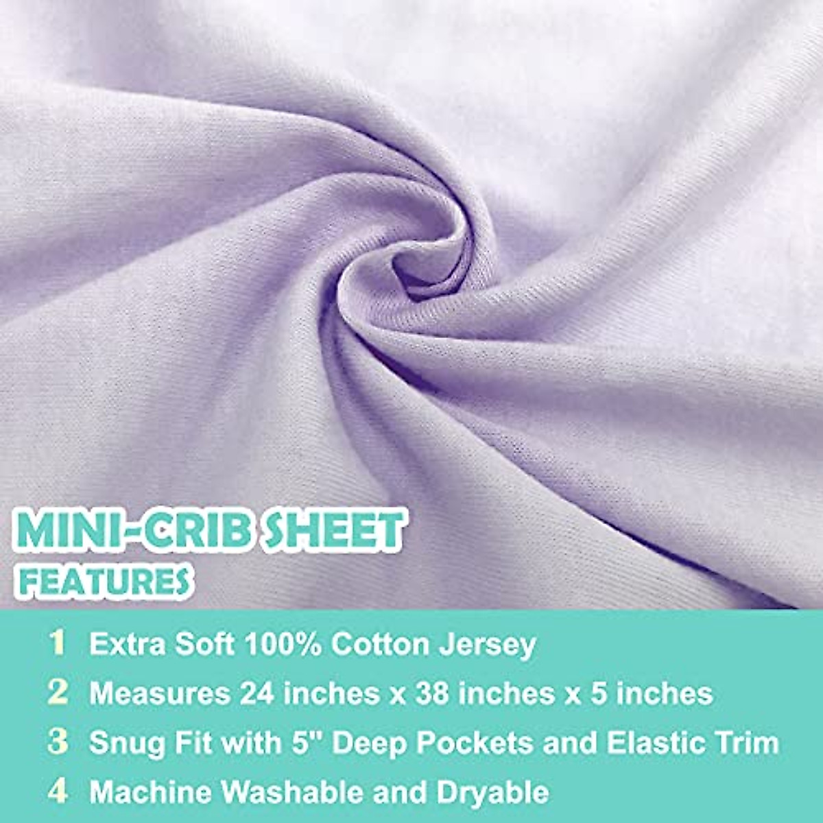 American Baby Company 100% Natural Supreme Cotton Jersey Knit Fitted Portable/Mini-Crib Sheet, Lavender, Soft Breathable, for Boys and Girls