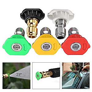 Pressure Washer Tips Power Washer Soap Nozzle Tips Multiple Degrees 1/4 Quick Connect Design Up to 4,500 PSI 2.5 GPM(5-Pack)