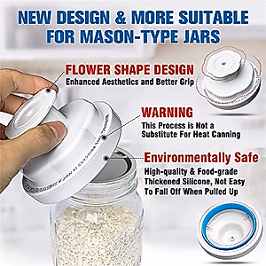 Mason Jar Vacuum Sealer Sealing Kit, Food Vacuum Sealer Food Canning Jar Protector Jars Sealer for Regular & Wide Mouth Mason Jars, Compatible with Vacuum Sealer & Manual Vacuum Pump