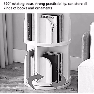 Bookcases Creativity Corner Shelf Bookshelf Solid Wood Revolving Floor Standing Children Living Room 360 Degree Rotating Storage HAOHAOMAI, Brown, 39x99cm