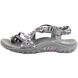 Skechers womens Reggae-islander - Multi-strap Toe Thong Slingback Sandal, Grey, 10 US