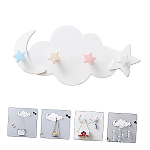 OFFSCH 2pcs Star Moon Hook Cartoon Wall Entryway Hanger Wall Mount Coat Hooks Wall Decorative Hooks Coat Hanger Adhesive Hooks Hanging Towel Rack White No Trace Plastic Nightgown