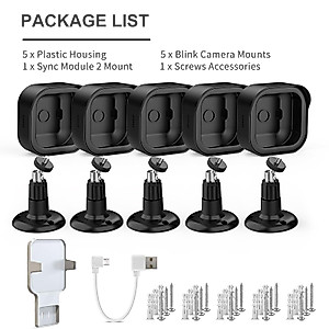 Camera Mount for Blink Outdoor 4 (4th Gen) & Blink Outdoor (3rd Gen), 5 Pack Weatherproof Protective Housing and 360° Adjustable Mount with Sync Module 2 Mount