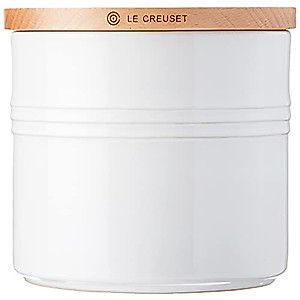 Le Creuset Stoneware Canister with Wood Lid, 1.5 qt. (5.5" diameter), White