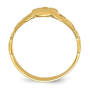 Solid 14k Yellow Gold Irish Claddagh Celtic Ring Band (Size 9)