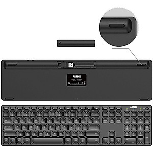 Arteck 2.4G Wireless Keyboard and Mouse Combo Ultra Slim Full Size Keyboard Keyboard and Ergonomic Mice for Computer Desktop PC Laptop and Windows 11/10/8/7 Build in USB-C Rechargeable Battery