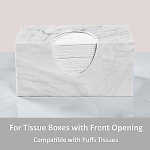 Tissue Box Cover Rectangle - Tissue Box Holder Rectangular - Compatible with Puffs - Acrylic Marble Bathroom Accessories Decor
