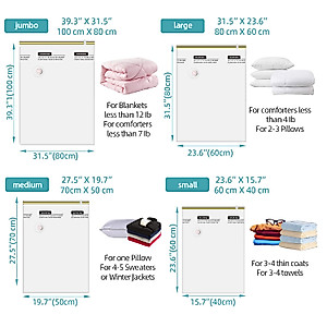 AirBaker Vacuum Storage Bags 12 Pack Space Saver for Clothes Blankets Clothing Traveling Comforters Vacuum Seal Bag with Travel Pump (3XL+3L+3M+3S)