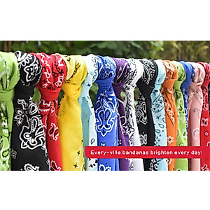 6 Pack Classic Cotton Bandanas in a Gift Box - 22x22in, Paisley, Red/Black/Blue - Western Cowboy Head Bandanna Scarf in Bulk
