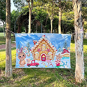 Gingerbread Christmas Decorations Christmas Ginger Bread Backdrop Porch Sign Outdoor Door Banner Holiday Home Office Fireplace Christmas New Year Party Decorations
