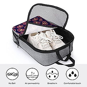 Frcavbin Day of The Dead Skulls Travel Shoe Bag Shoes Carrier with Handle and Zipper Foldable Shoe Puches Organizer for Home storage School starts