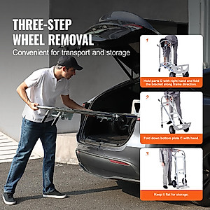 VEVOR Aluminum Hand Truck, 2 in 1, 800 lbs Load Capacity, Heavy Duty Industrial Convertible Folding Hand Truck and Dolly, Utility Cart Converts from Hand Truck to Platform Cart with Rubber Wheels