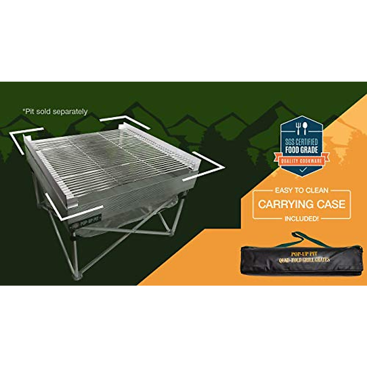Campfire Defender Protect Preserve Pop Up Pit Portable Grilling Grates (QuadFold Folding Grill Grates)