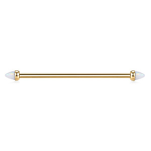 GAGABODY Industrial Bar 14G Industrial Earrings G23 Titanium Industrial Barbell Industrial Bar Piercing Body Piercing Jewelry 1 1/2 Inch 38mm Gold Industrial Barbell with White Opal