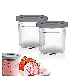 EVANEM 2/4/6PCS Creami Pints, for Ninja Creami Ice Cream Maker Pints,16 OZ Creami Deluxe Bpa-Free,Dishwasher Safe for NC301 NC300 NC299AM Series Ice Cream Maker,Gray-2PCS