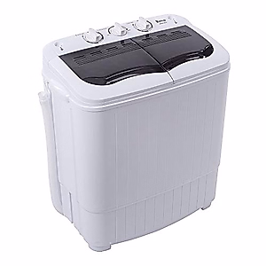 Imseigo Compact Portable Washing Machine,Mini Compact Twin Tub with Built-in Drain Pump Washer 14.3Lbs Semi-automatic Spain Spinner Portable Washer for Camping, Apartments, Dorms, College Rooms,Grey