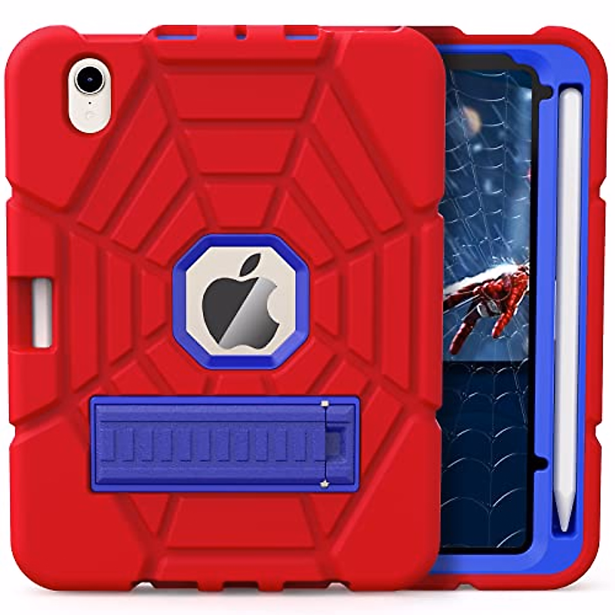 Grifobes Case for iPad Mini 6, for iPad Mini 6th Generation, Heavy Duty Shockproof Rugged Cover with Pencil Holder Stand, Protective Mini 6th Gen 8.3 inch 2021 Case for Kids Boys (Red+Blue)