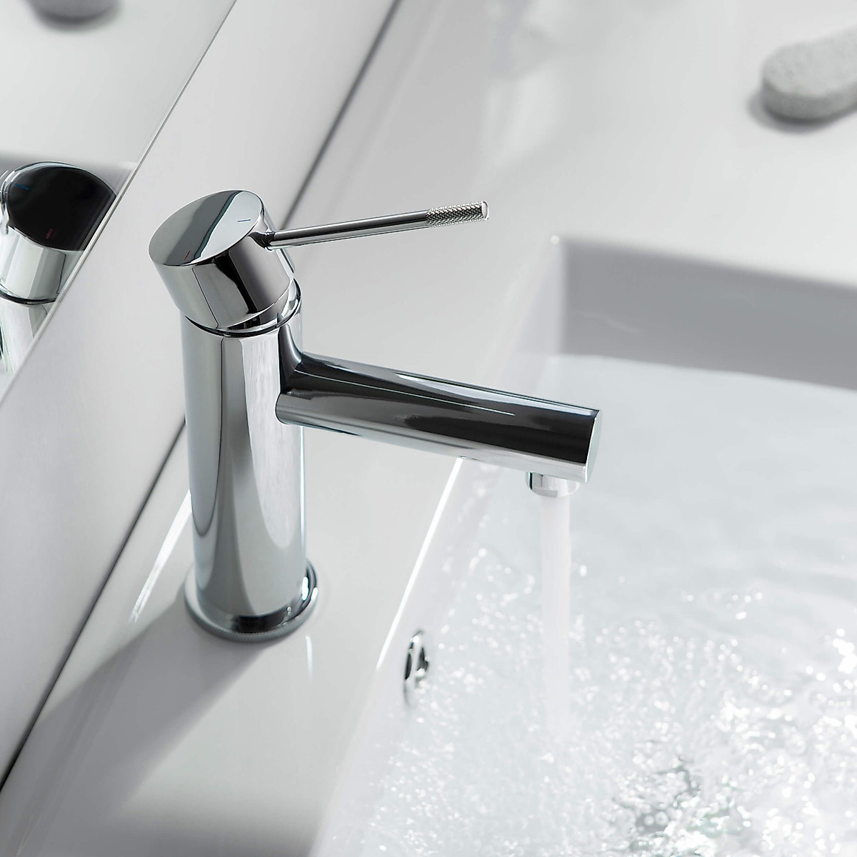 KIBI KBF1010 Solid Brass Single Handle Single Hole Circular X Faucet for Bathroom Sink with Pop Up Drain | High Arc Faucet Spout | Chrome Finish | Corrosion and Rust Resistant