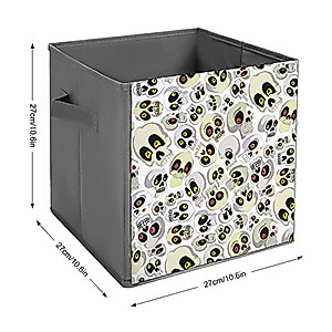 Skull Pattern Collapsible Storage Bins Basics Folding Fabric Storage Cubes Organizer Boxes with Handles