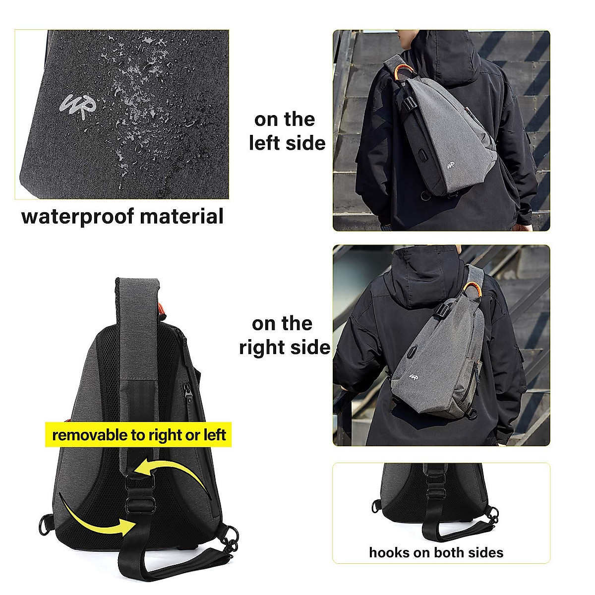 Small Sling Crossbody Backpack Shoulder Bag for Men Women,One Strap Backpack Sling Bag Backpack Waterproof for Hiking Walking Biking Travel Cycling