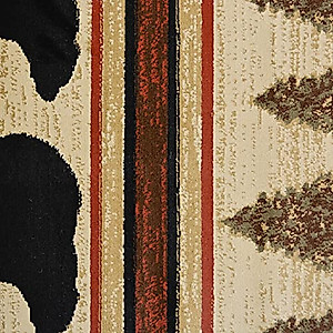 Rustic Lodge, Bear Cabin 5x7 Area Rug, 5'3"x7'3" Multi 7482