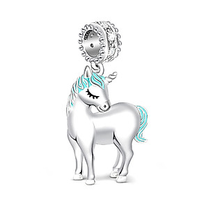 GNOCE 925 Sterling Silver Charms for Women's Charm Bracelets & Necklace Unicorn Charm For Women Mother's Day Gifts - Silver