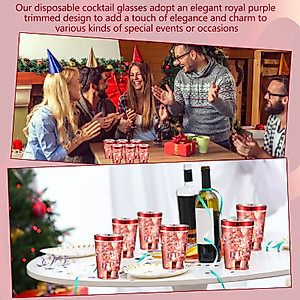 Norme 50 Pcs 12 oz Plastic Cups Disposable Cups 12 oz Plastic Glasses Clear Tumblers with Rim for Birthday Wedding Party Elegant Wine Coffee Cocktail(Red)